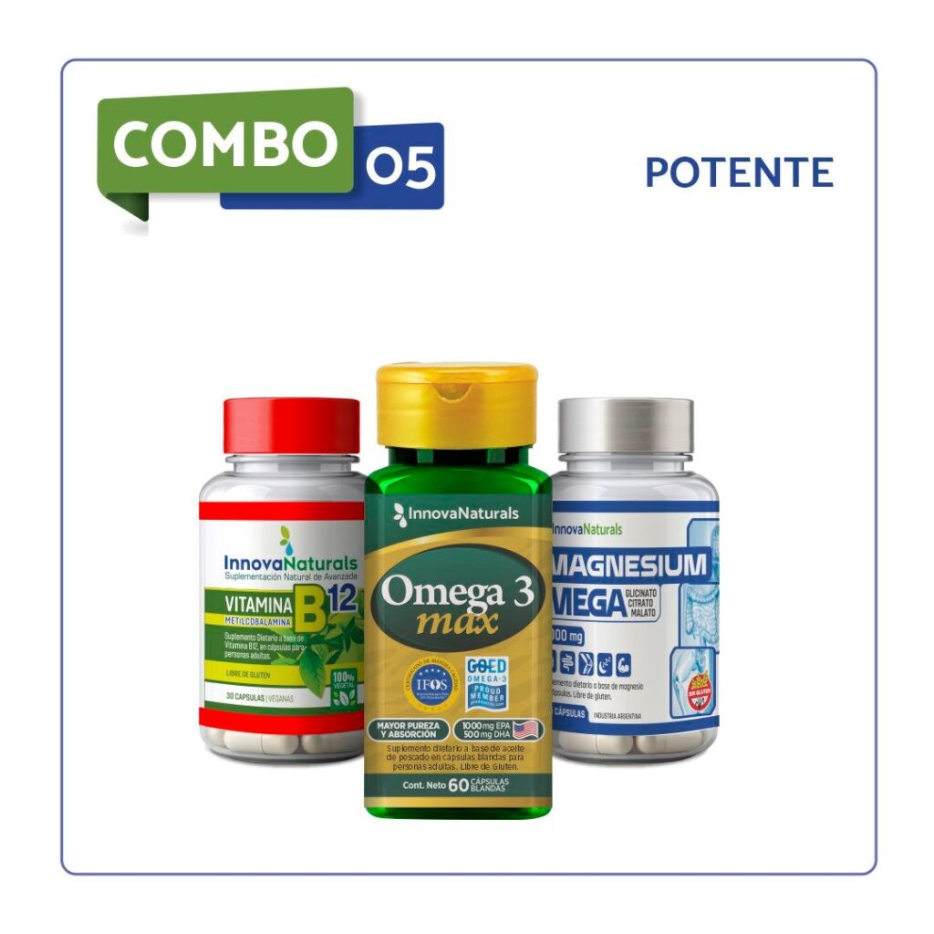 COMBO 5 - POTENTE (Vit B12 + Omega Max + Mega Mg) - InnovaNaturals
